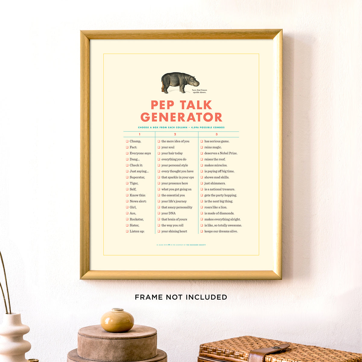 Pep Talk Generator 16x20" Poster – THE RACCOON SOCIETY